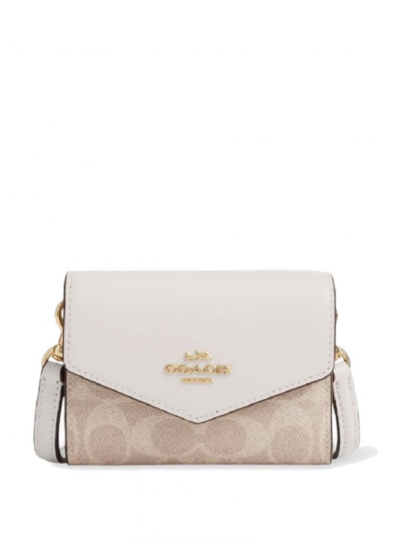 (US Readystock) COACH Mini Envelope Wallet With Strap In Signature ...